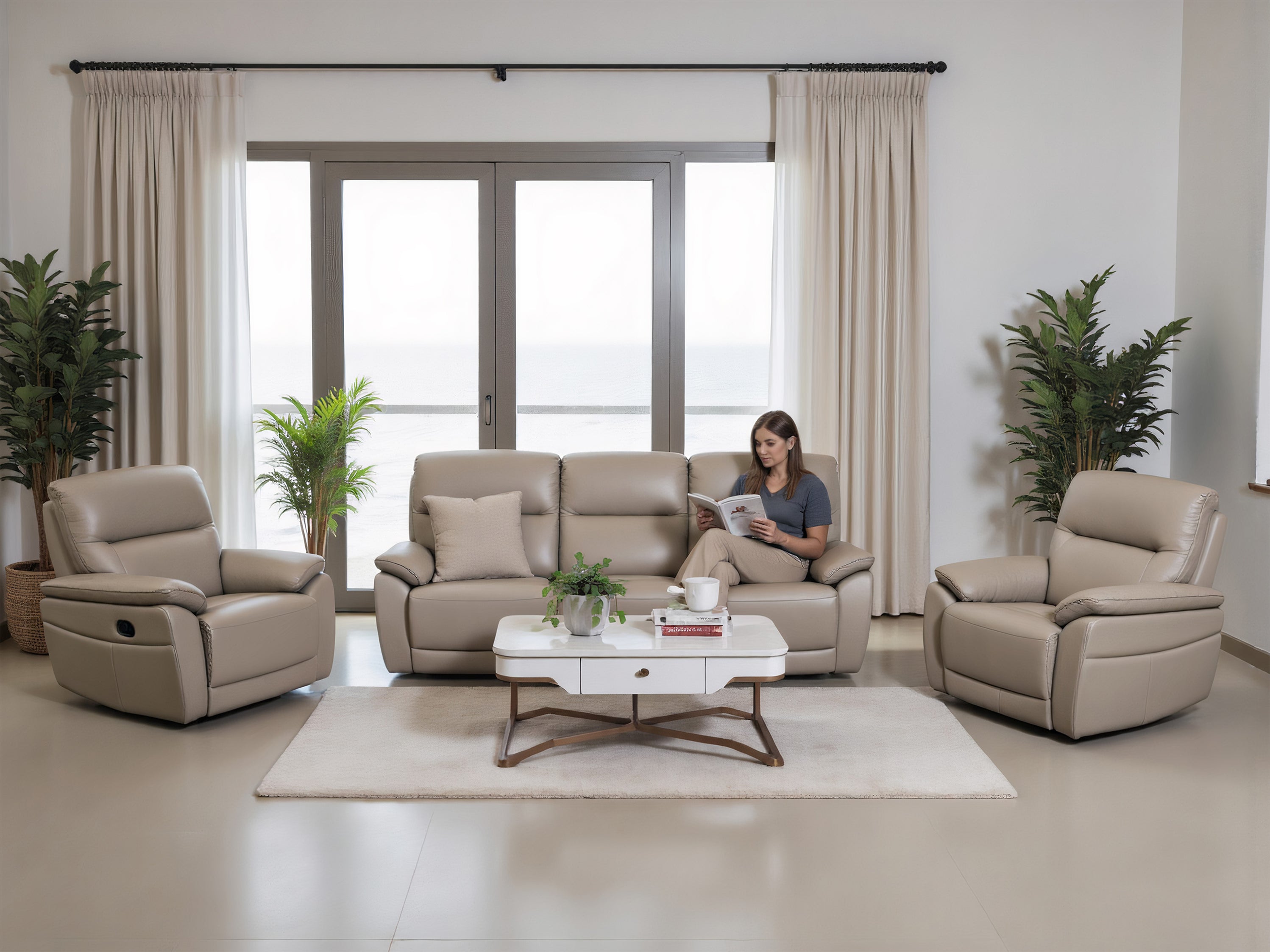 Benson Leather Recliner Lounge — Furniture Bazaar