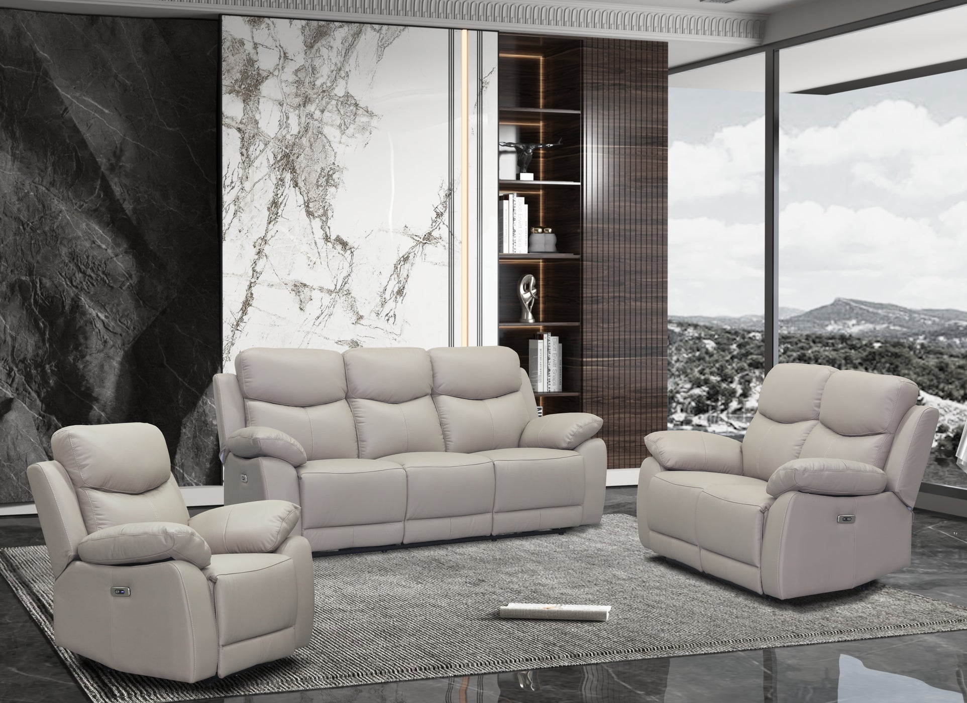 Brendan Electric Recliner Leather Lounge Suite — Furniture Bazaar