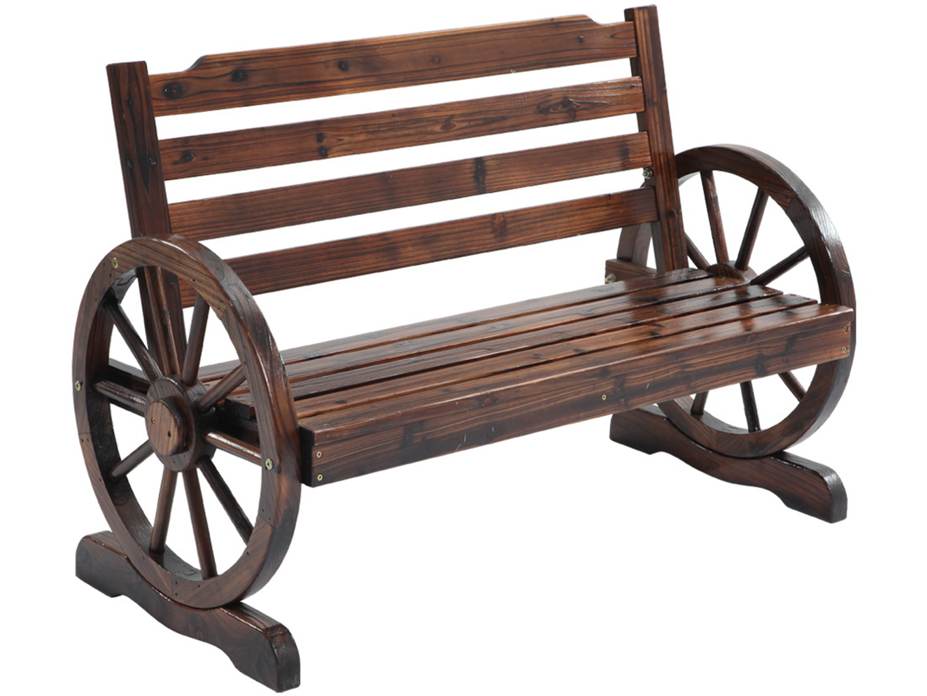 Rawson Wagon Wheel Outdoor Bench — Furniture Bazaar